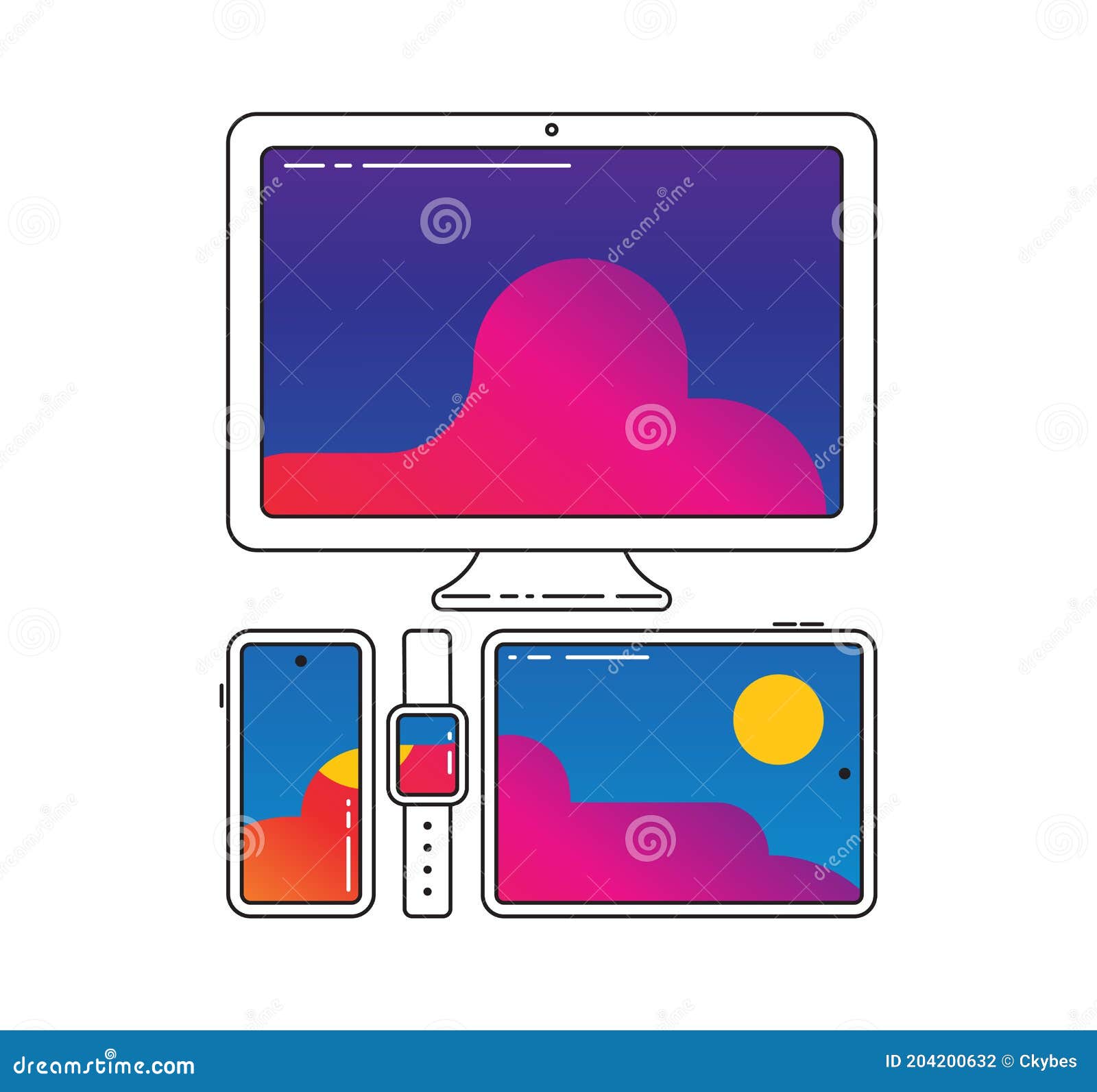 Cross-platform Vector Icons Illustration. Cross Platforming Devices ...