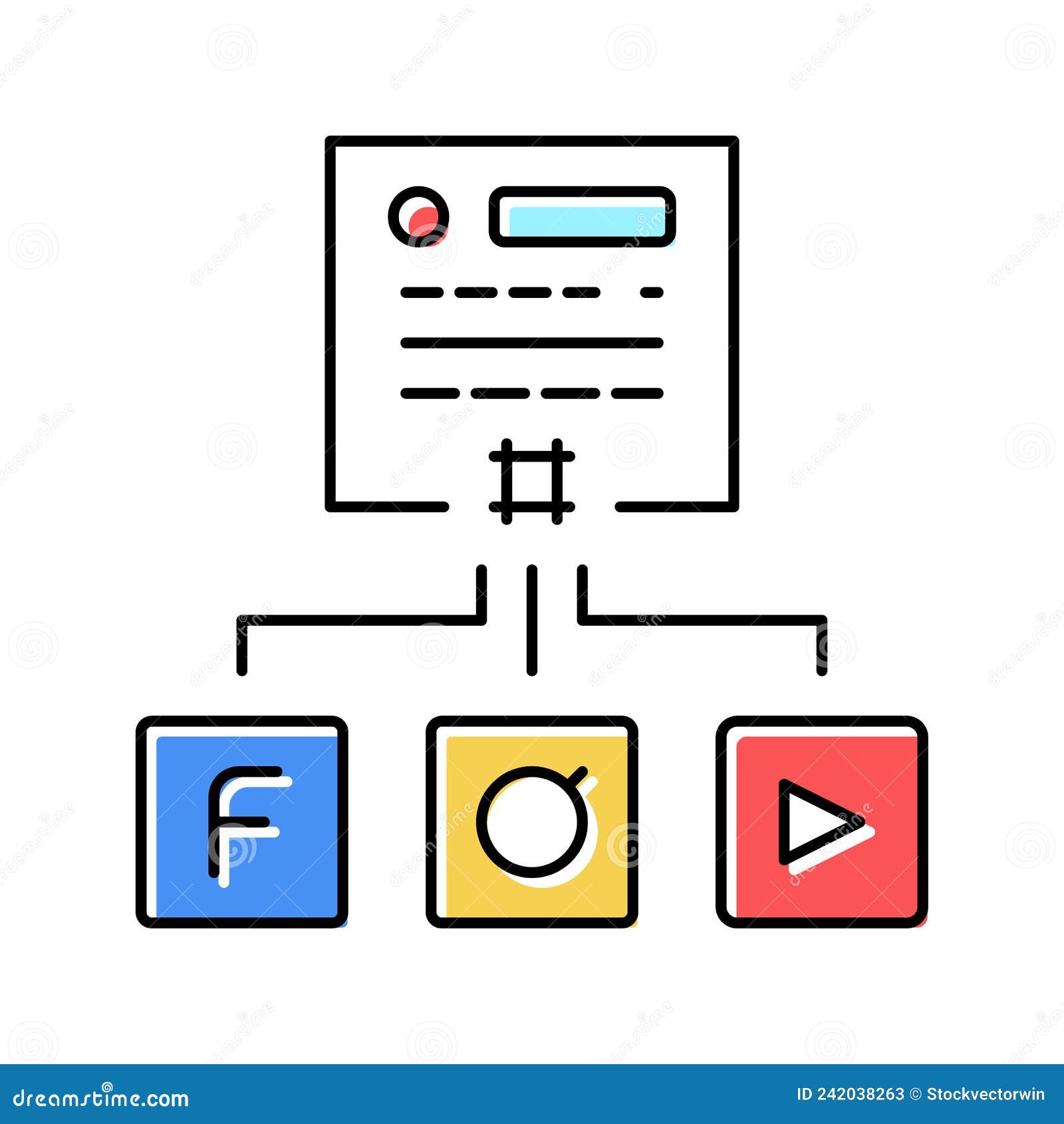 Cross Posting Color Icon Vector Illustration Stock Vector ...