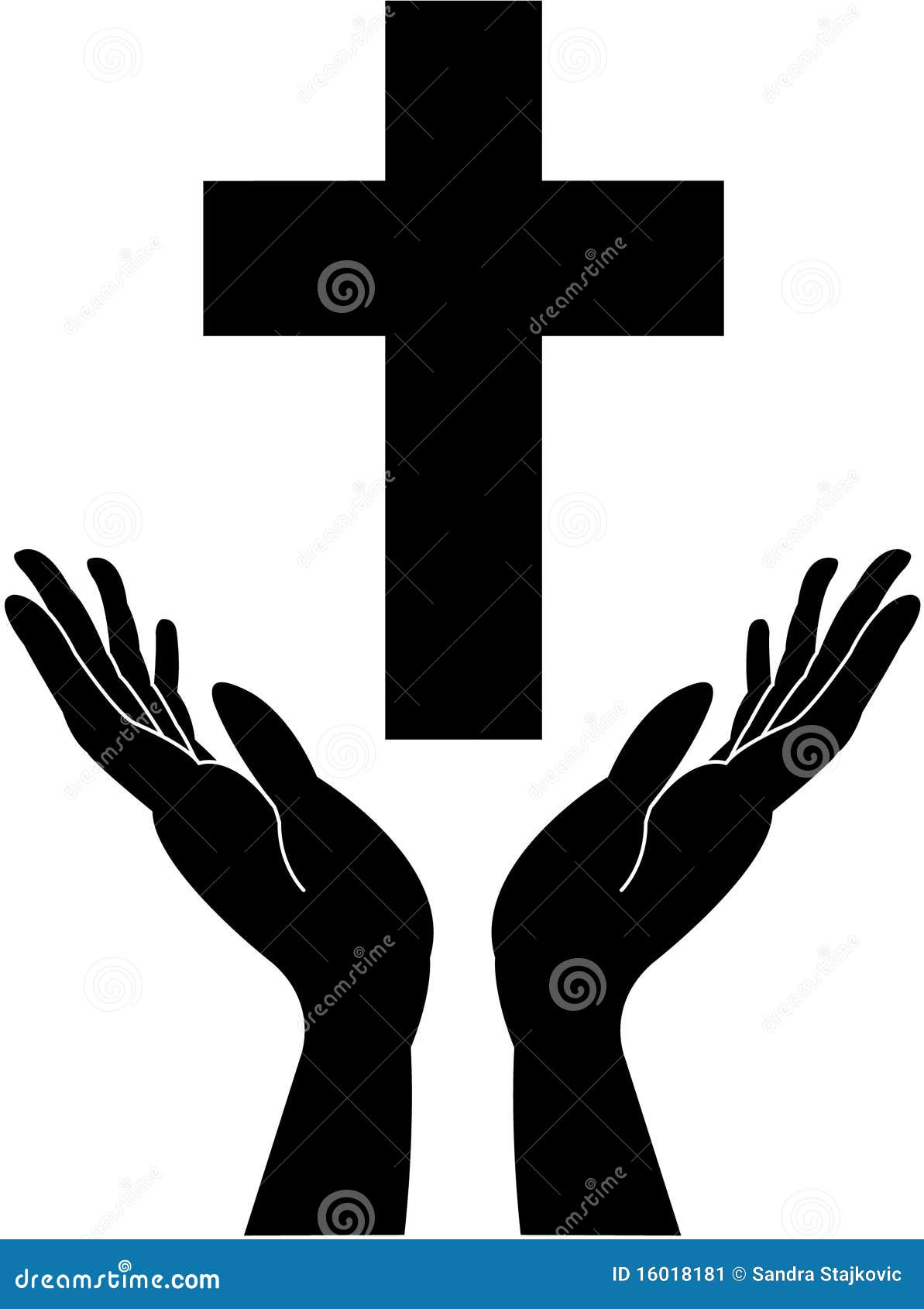 Cross and Praying-careing Hand Stock Vector - Illustration of christ ...