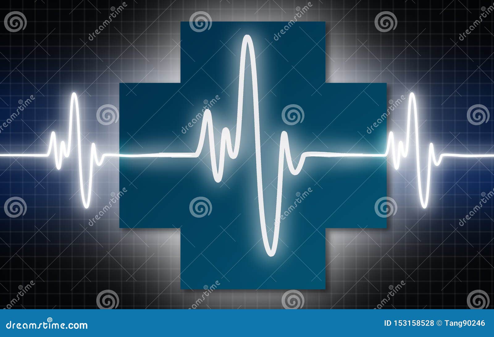 Cross with Pulse Cardiac Heart Beat Stock Illustration - Illustration ...