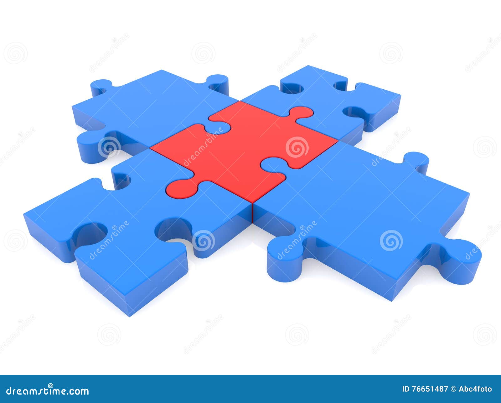 Cross of Puzzle Pieces in Blue and Red Colors Stock Illustration ...