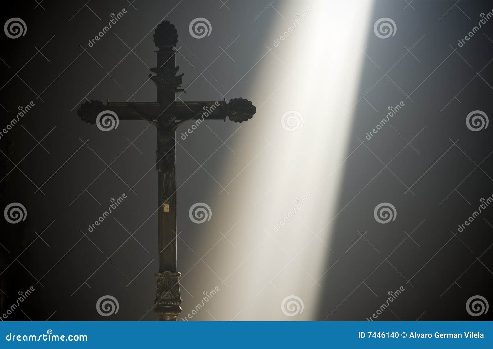 Cross with a Ray of Divine Light Stock Photo - Image of religion ...