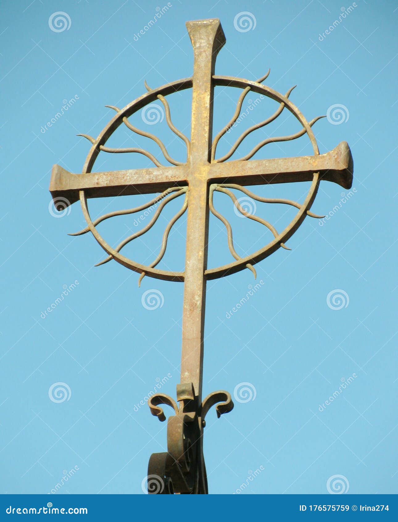 Cross with rays stock image. Image of metal, ring, dyeus - 176575759