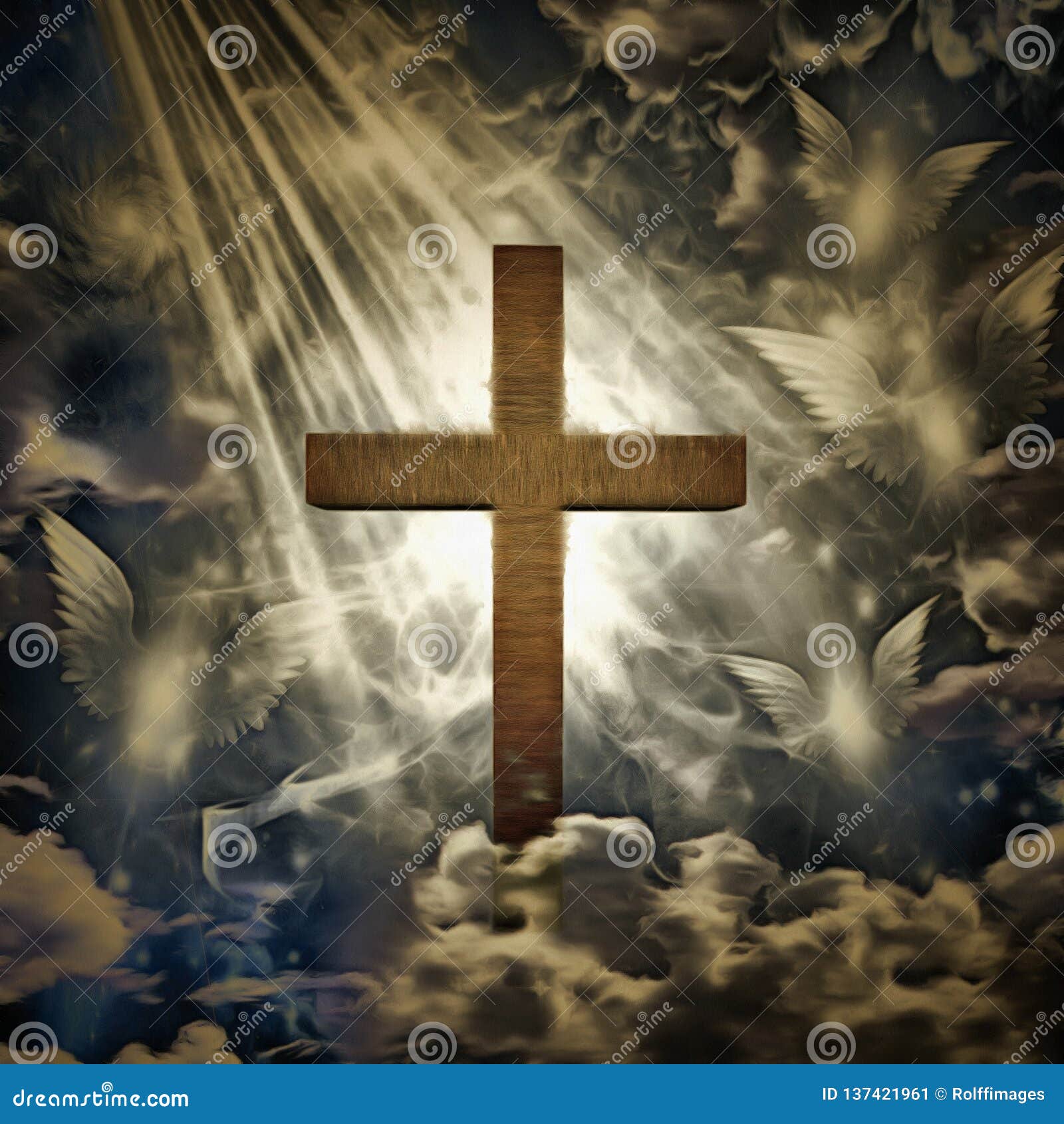 Cross in rays of light stock illustration. Illustration of guardian ...