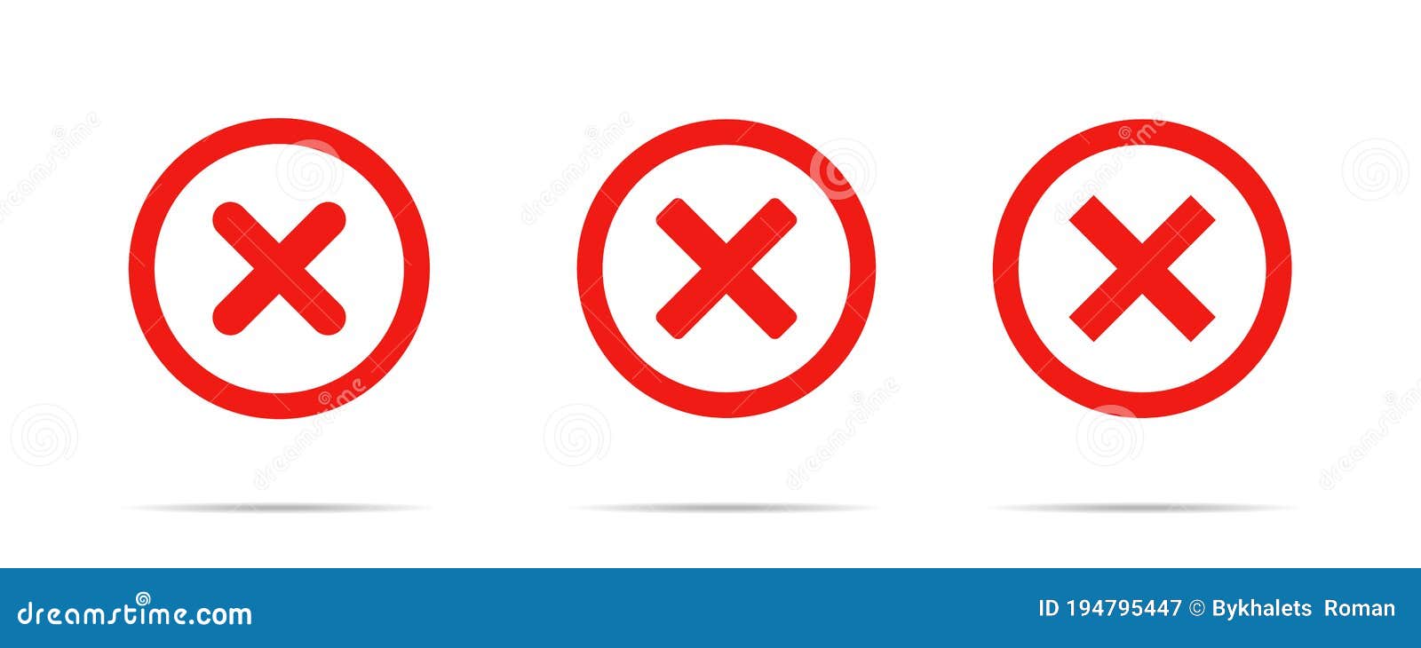 Cross Red Icon. Vector Isolated Elements. Symbol No or X Button for ...