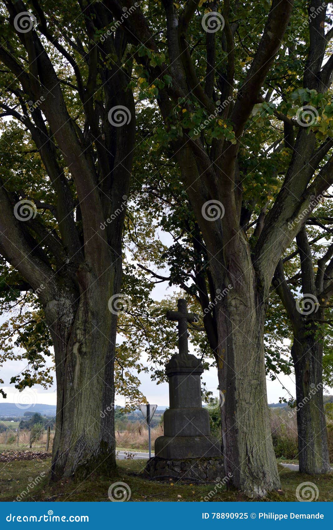 Cross Rise on a Blue Stone Base. Stock Image - Image of church, symbol ...