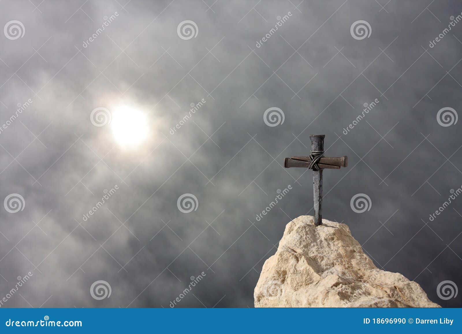 Cross on the Rock stock photo. Image of cloud, catholicism - 18696990