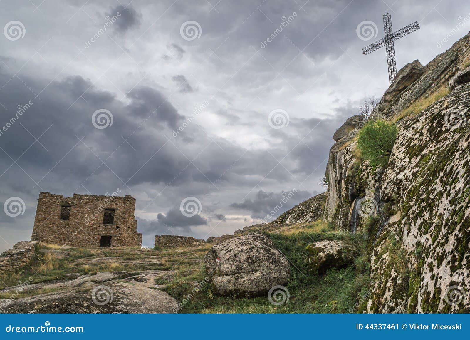 Cross on the Rock stock image. Image of glory, antique - 44337461