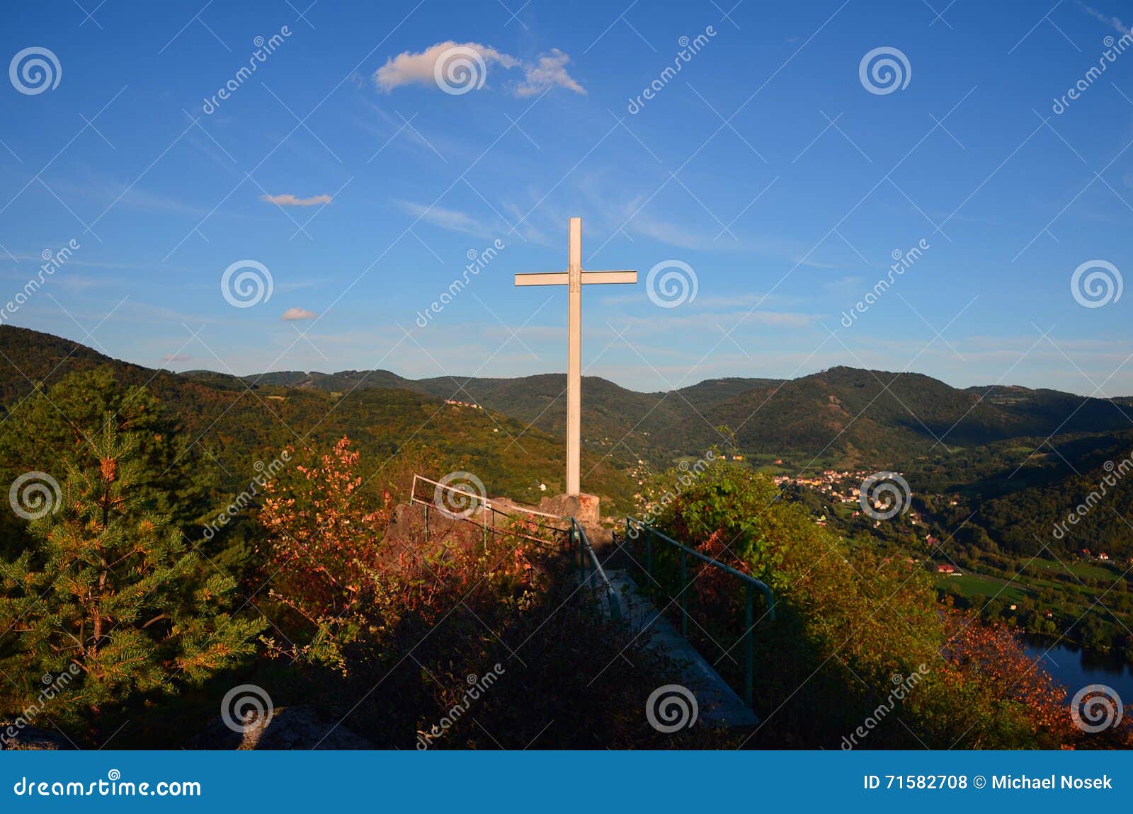 Cross on rock over valley stock photo. Image of north - 71582708