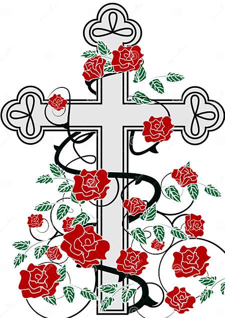 Cross with roses stock vector. Illustration of light, celebration - 7398708