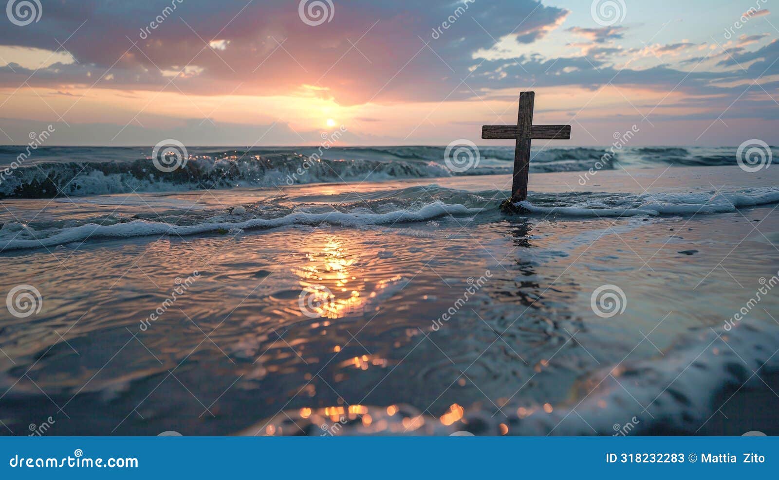 A Cross on the Seashore stock image. Image of heaven - 318232283