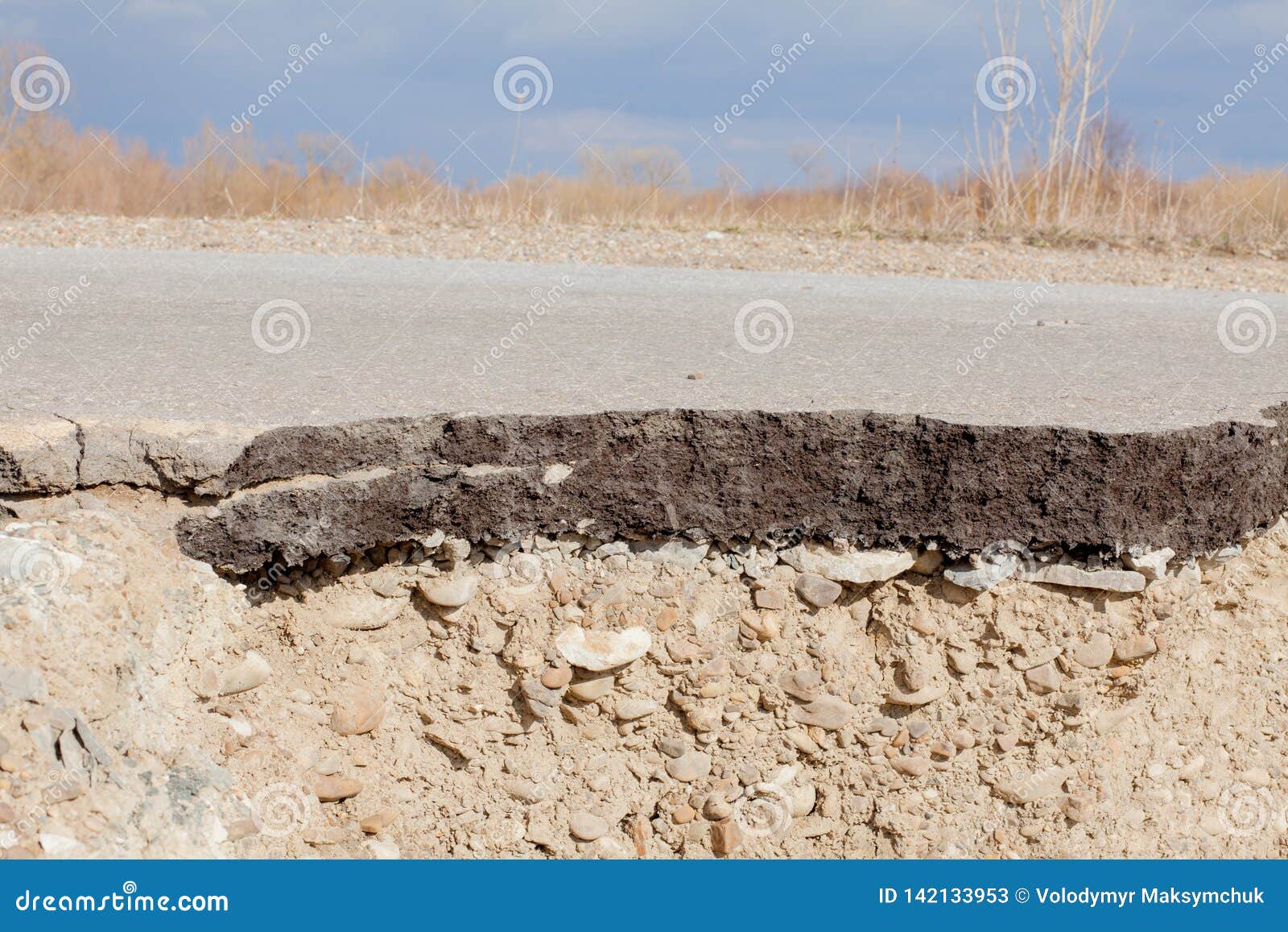 Cross Section of Asphalt Road with Blue Sky Background Stock Image ...
