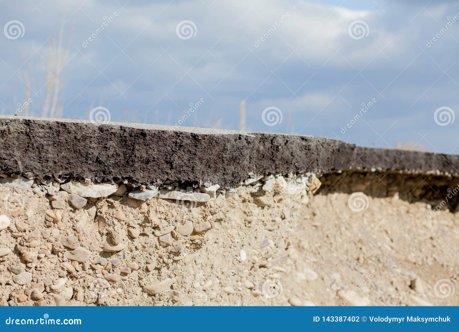 Cross Section of Asphalt Road with Blue Sky Background Stock Photo ...