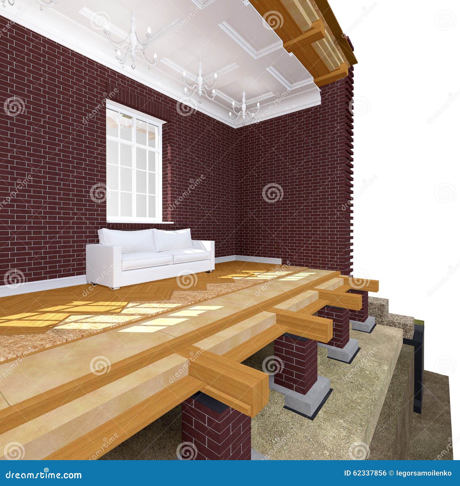 Cross Section of Brick House Stock Illustration - Illustration of heat ...