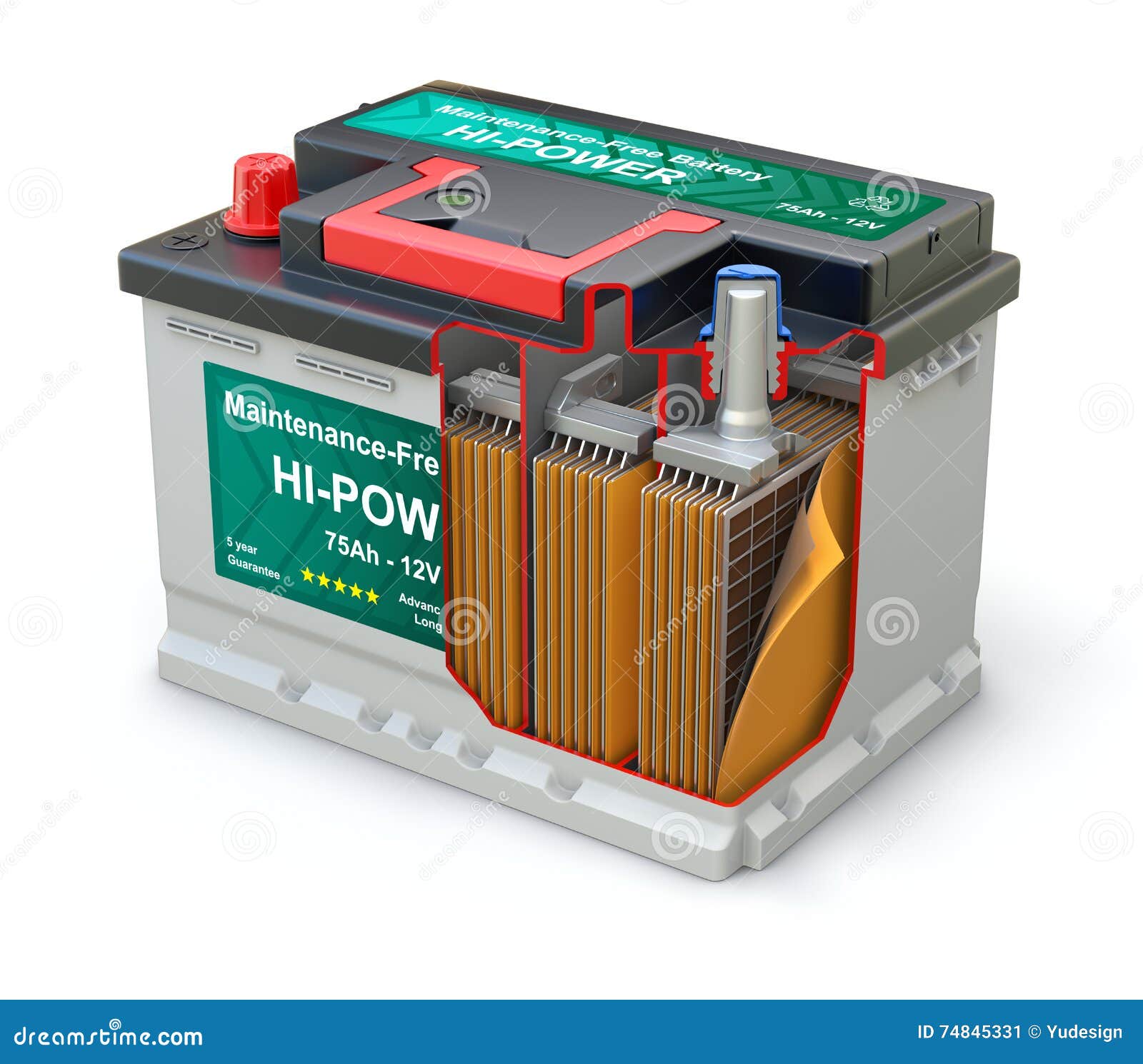 Cross Section of Car Battery with Abstract Label Stock Illustration ...