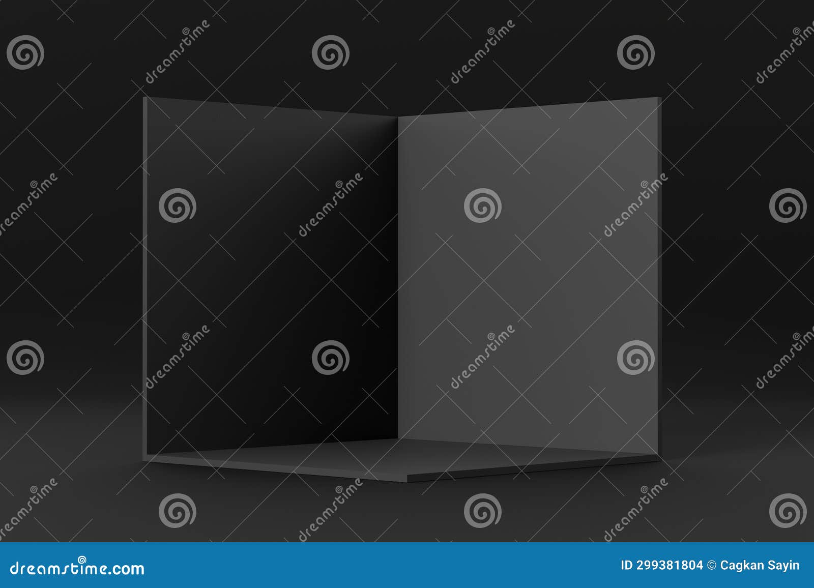 Cross Section of a Cube Box in Black Room Interior Stock Illustration ...