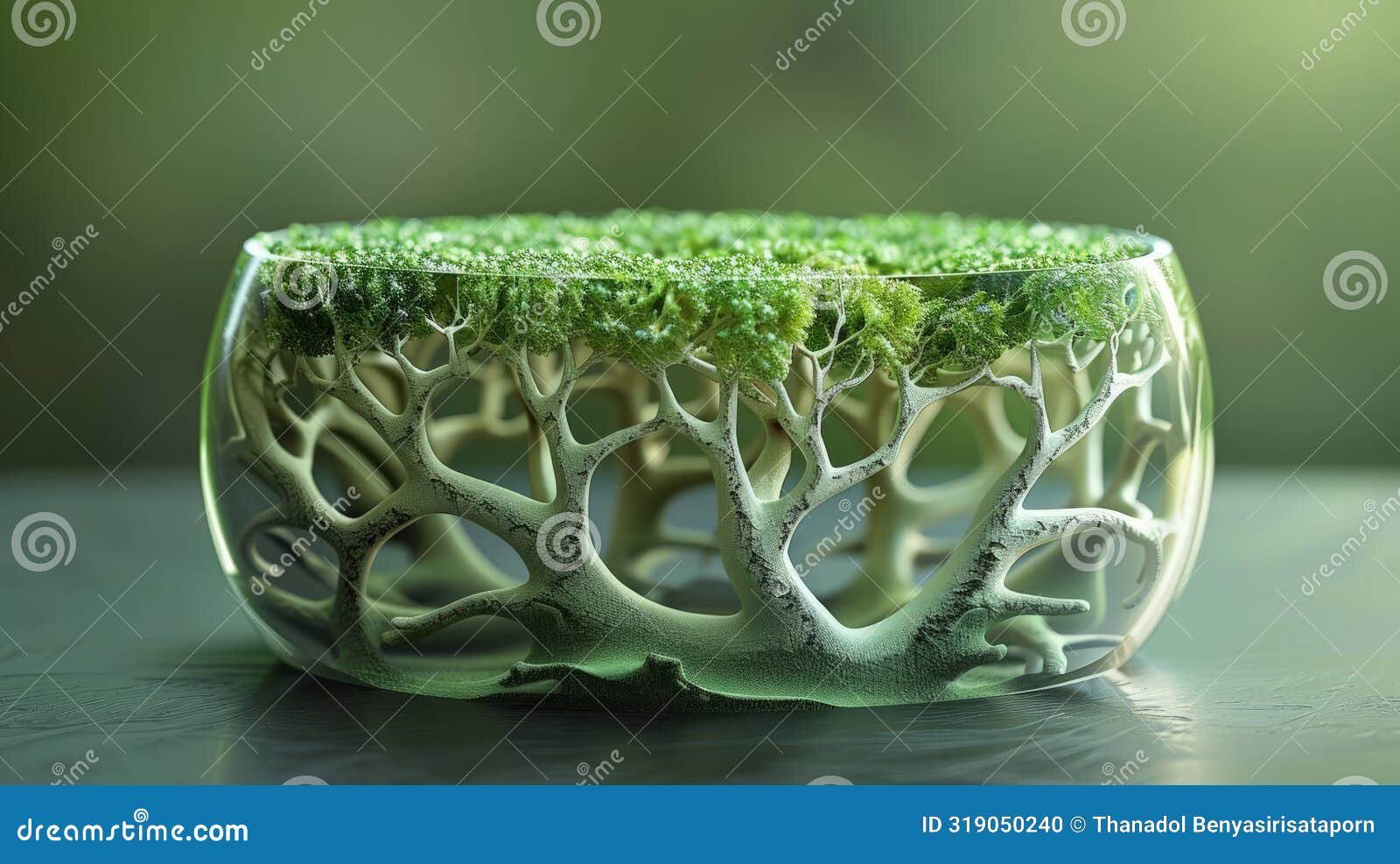 Cross Section of a Cylindrical Tree Bush, Exposing the Complex Web of ...
