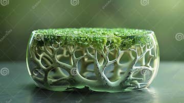 Cross Section of a Cylindrical Tree Bush, Exposing the Complex Web of ...