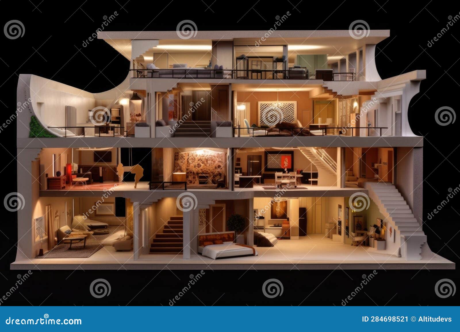 Cross-section of 3d Printed Home Revealing Interior Layout Stock ...