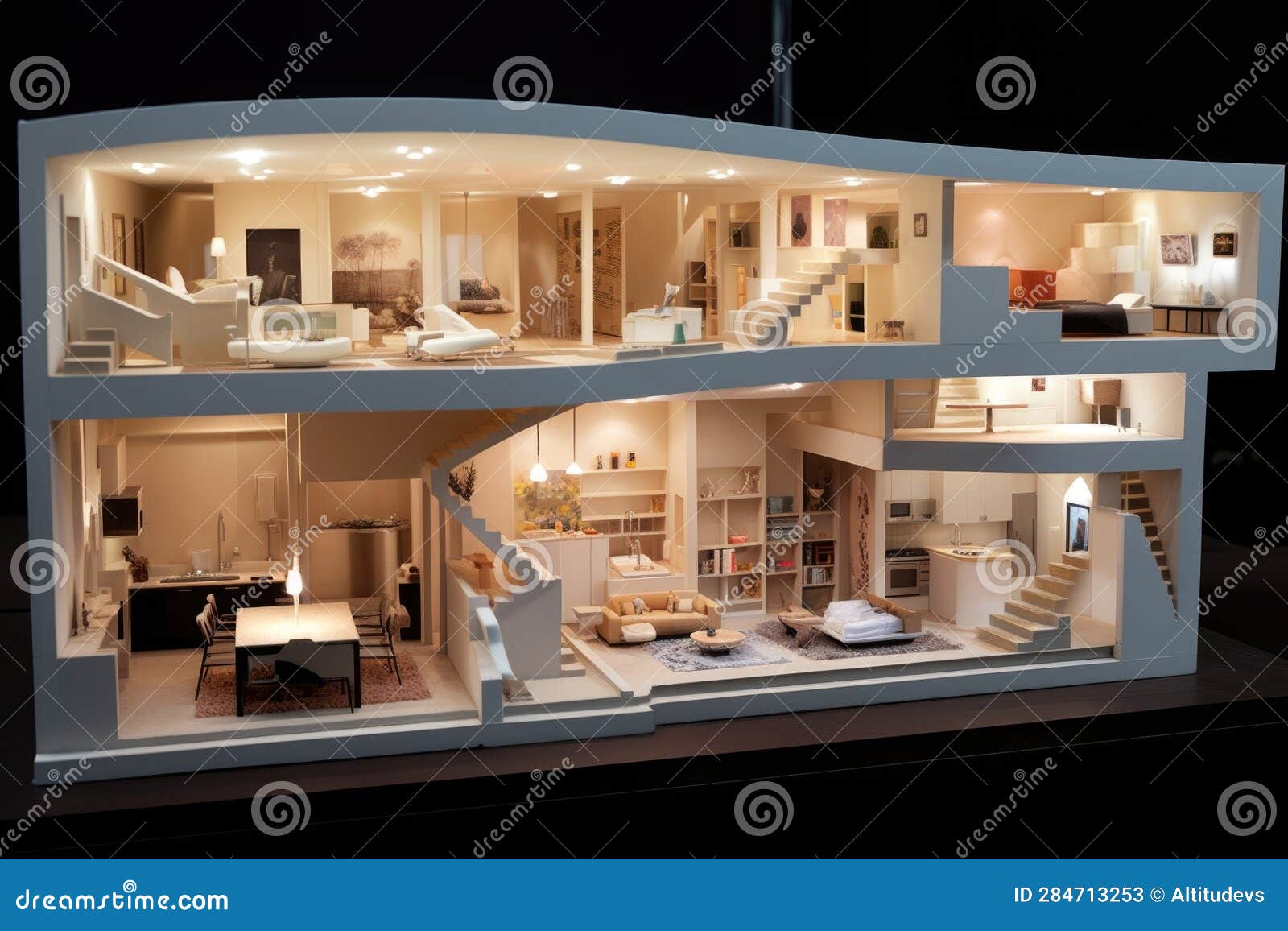 Cross-section of 3d Printed Home Revealing Interior Layout Stock Image ...