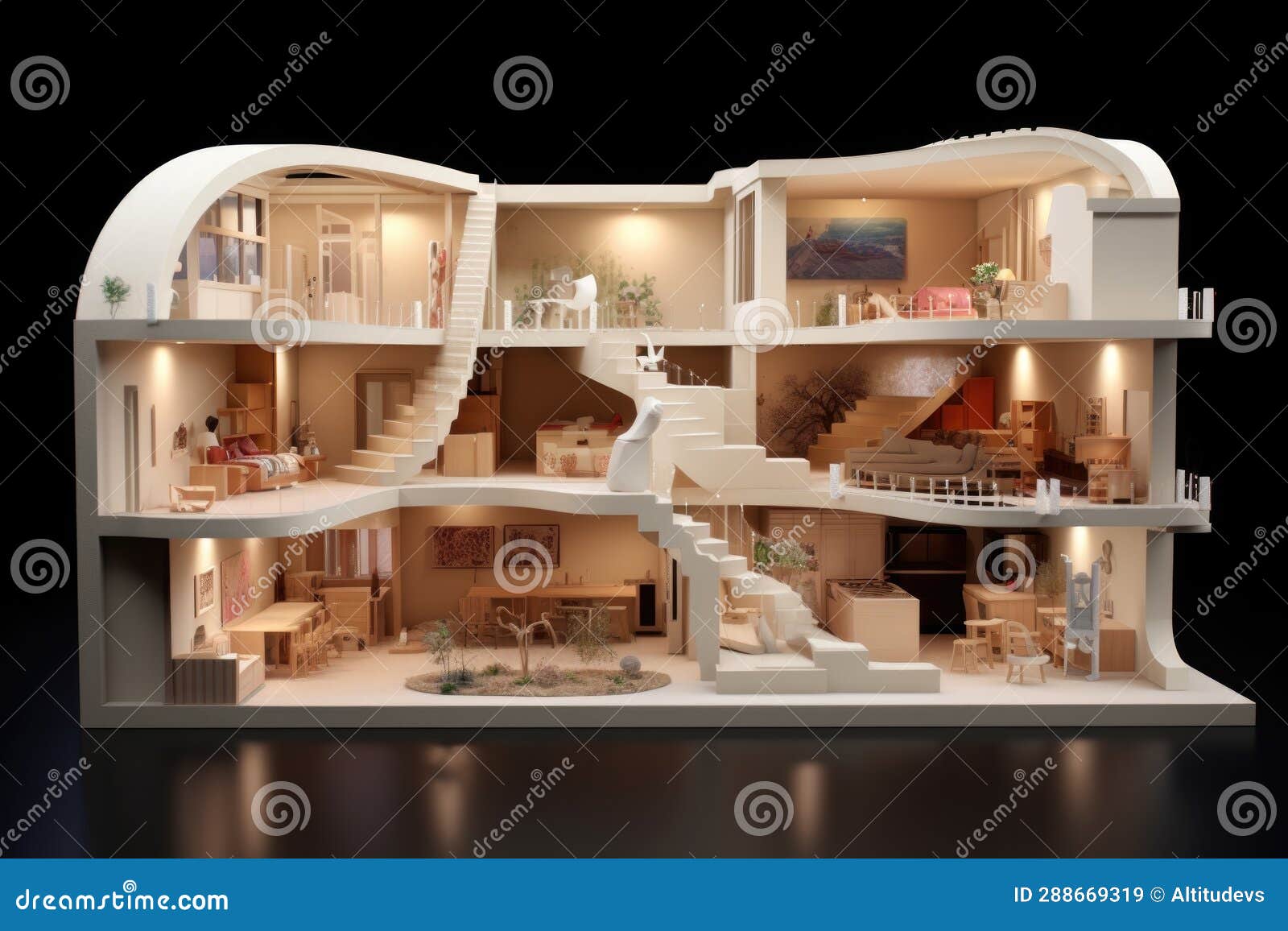 Cross-section of 3d Printed Home Revealing Interior Layout Stock ...