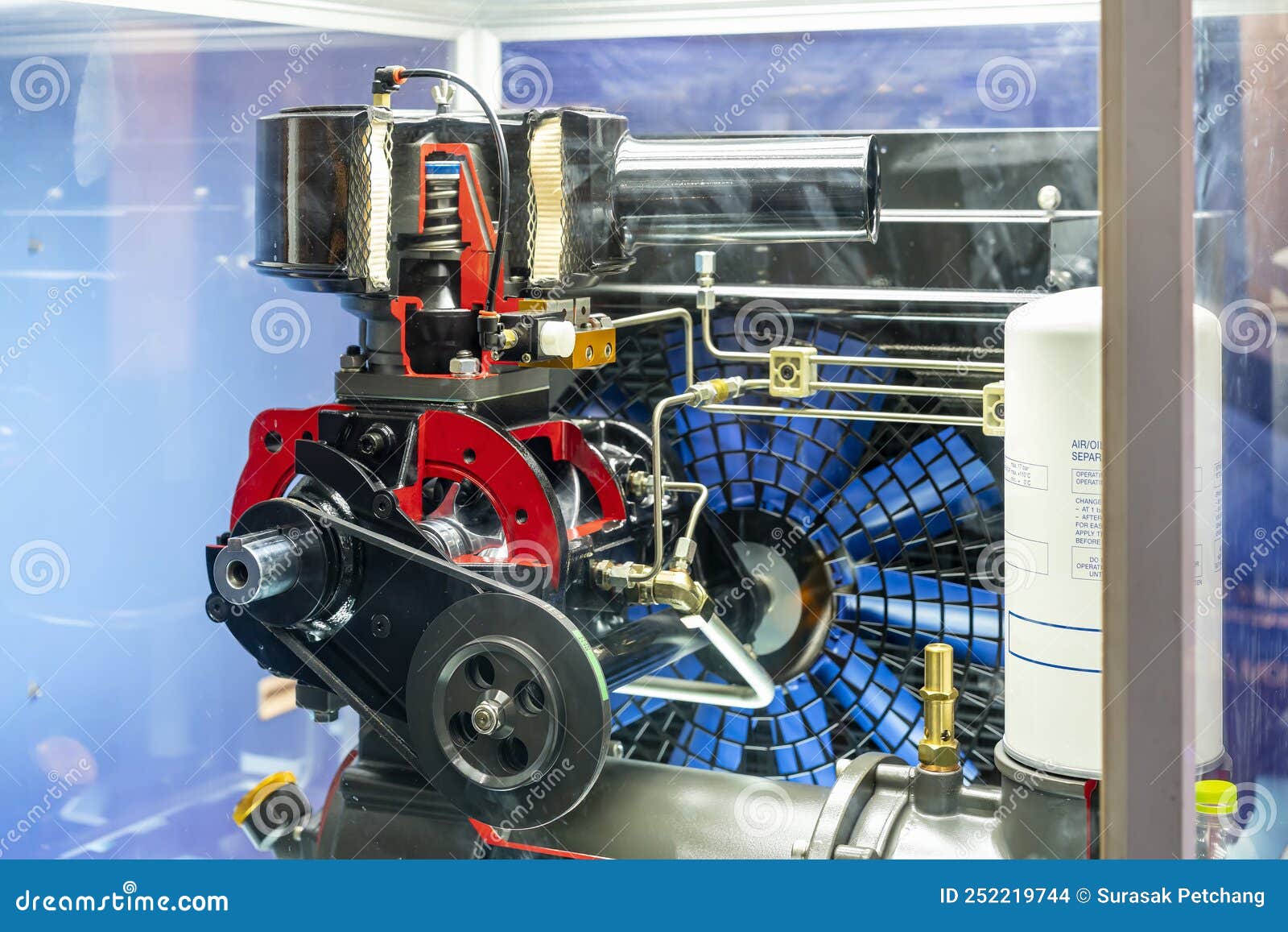 Cross Section Detail Internal Air Compressor Pump and Air Intake ...