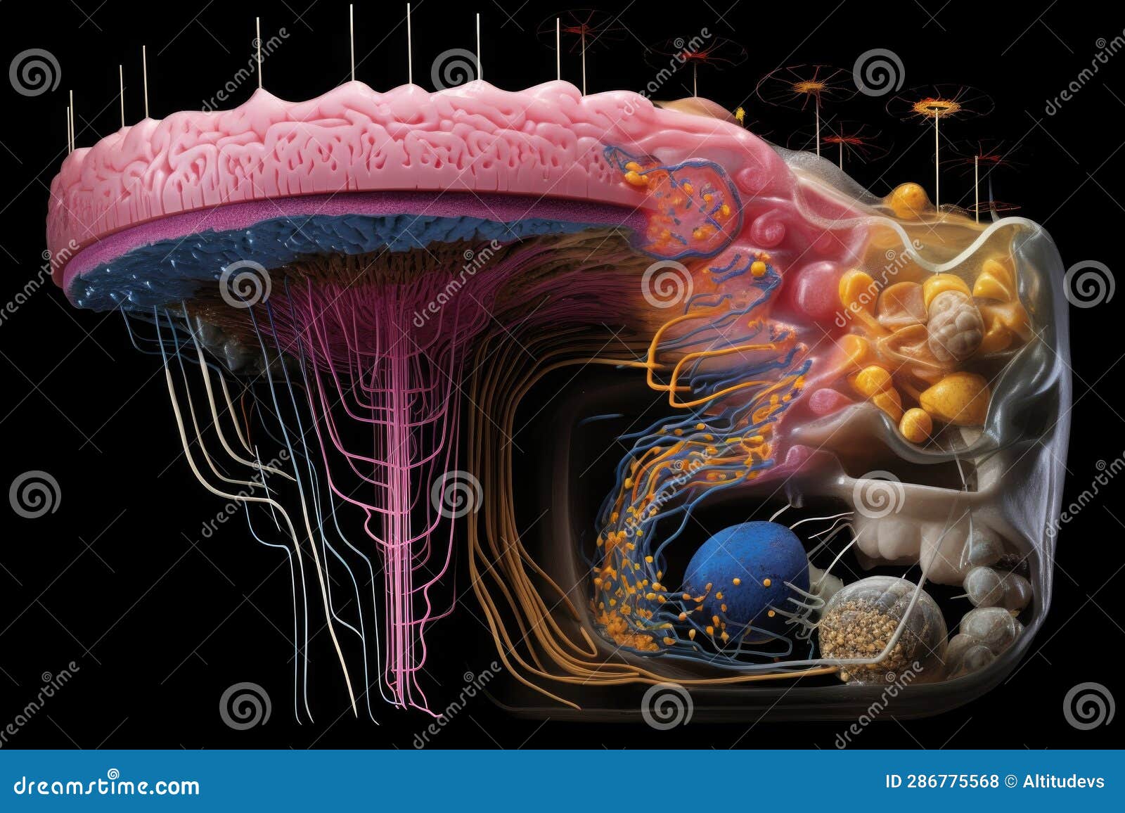 Cross-section Diagram of Neuromodulation Technique Stock Photo - Image ...