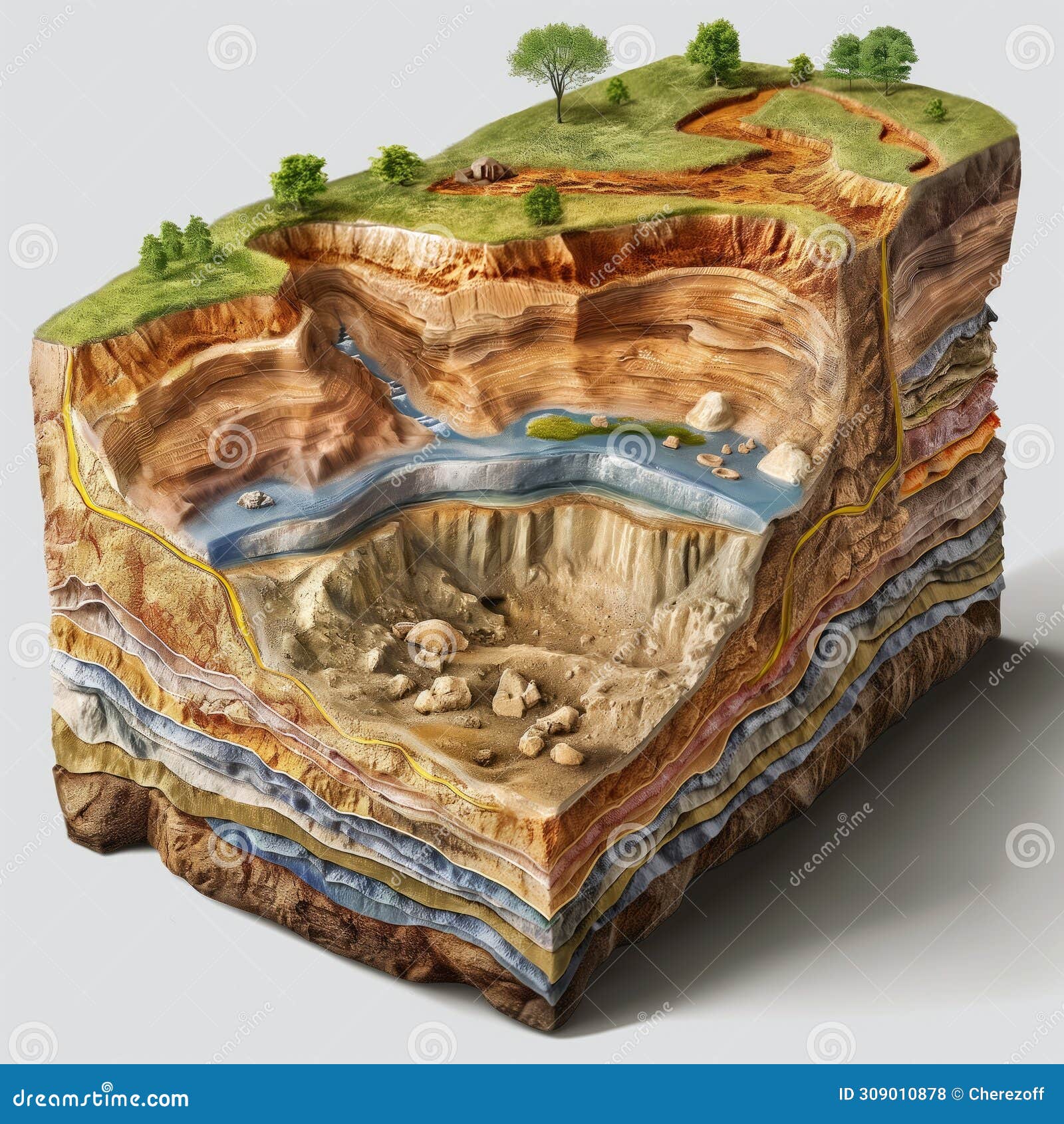 Cross-section of the Earth S Surface with Minerals Stock Photo - Image ...