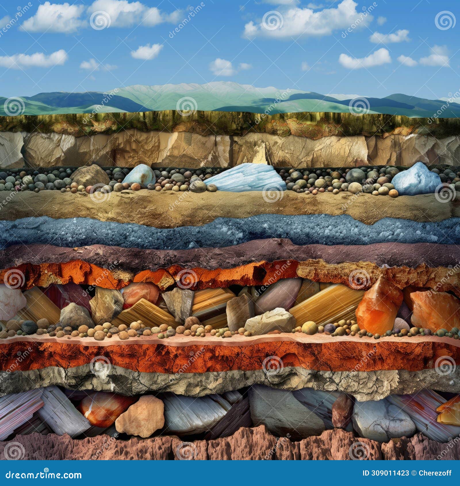 Cross-section of the Earth S Surface with Minerals Stock Image - Image ...