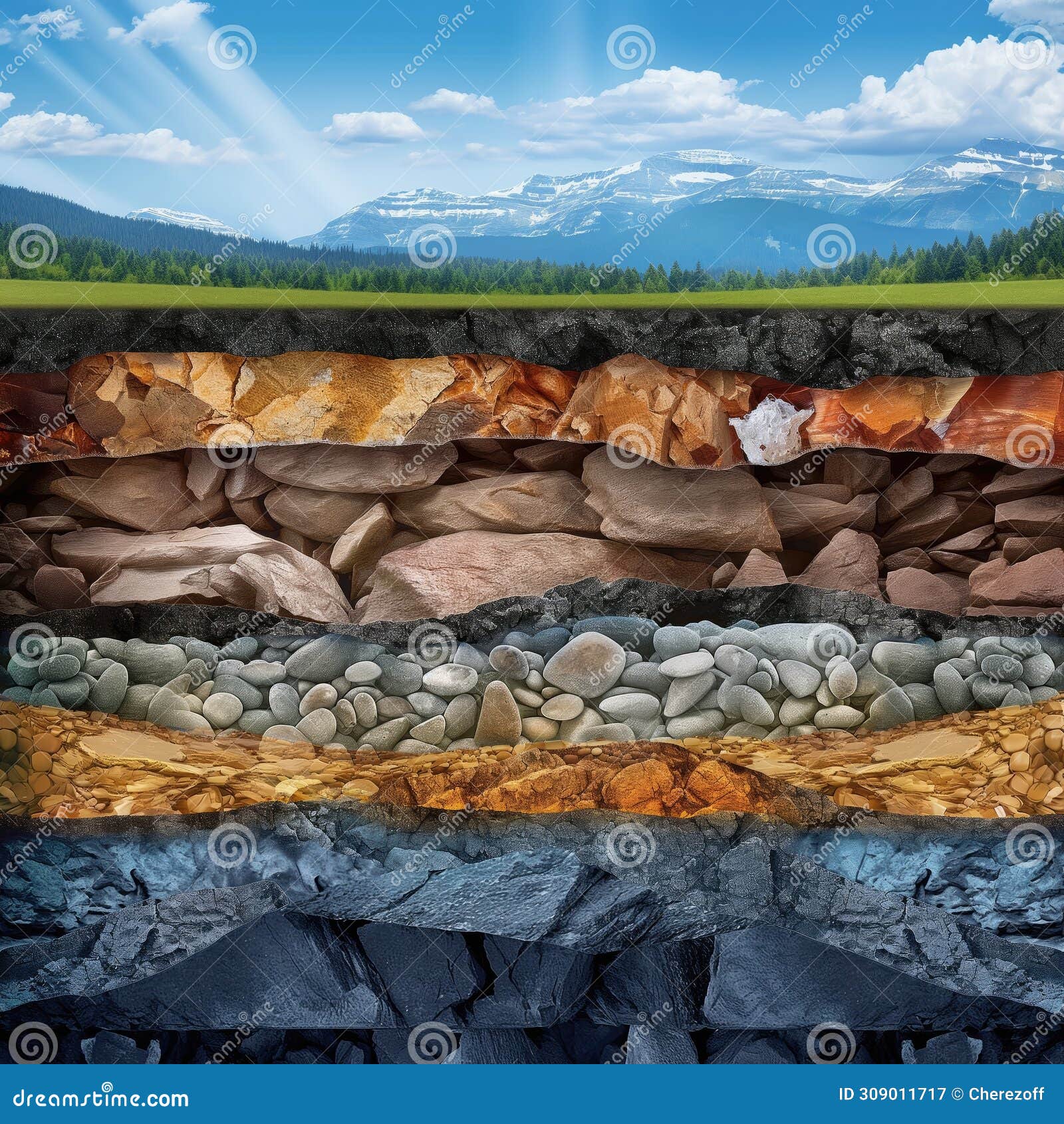 Cross-section of the Earth S Surface with Minerals Stock Image - Image ...