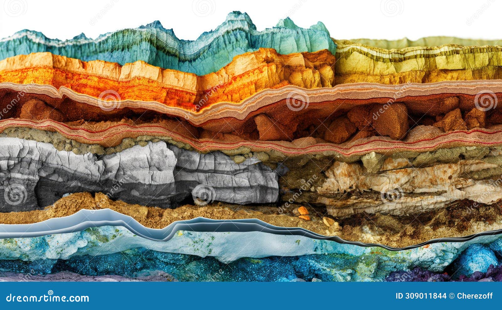 Cross-section of the Earth S Surface with Minerals Stock Photo - Image ...