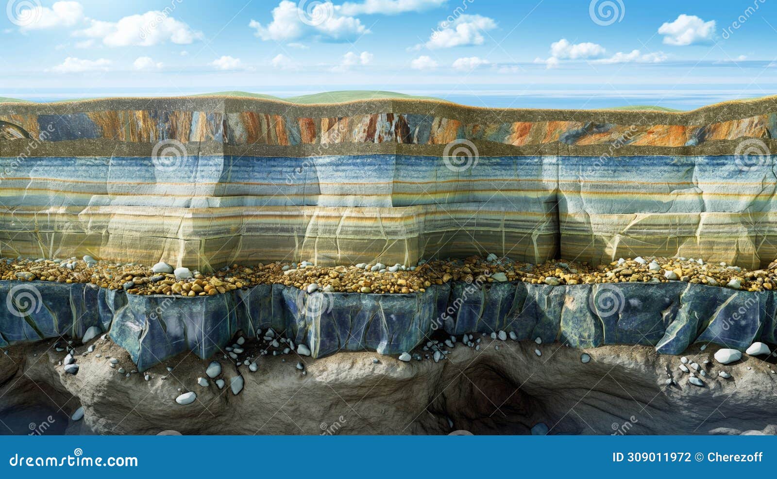 Cross-section of the Earth S Surface with Minerals Stock Photo - Image ...