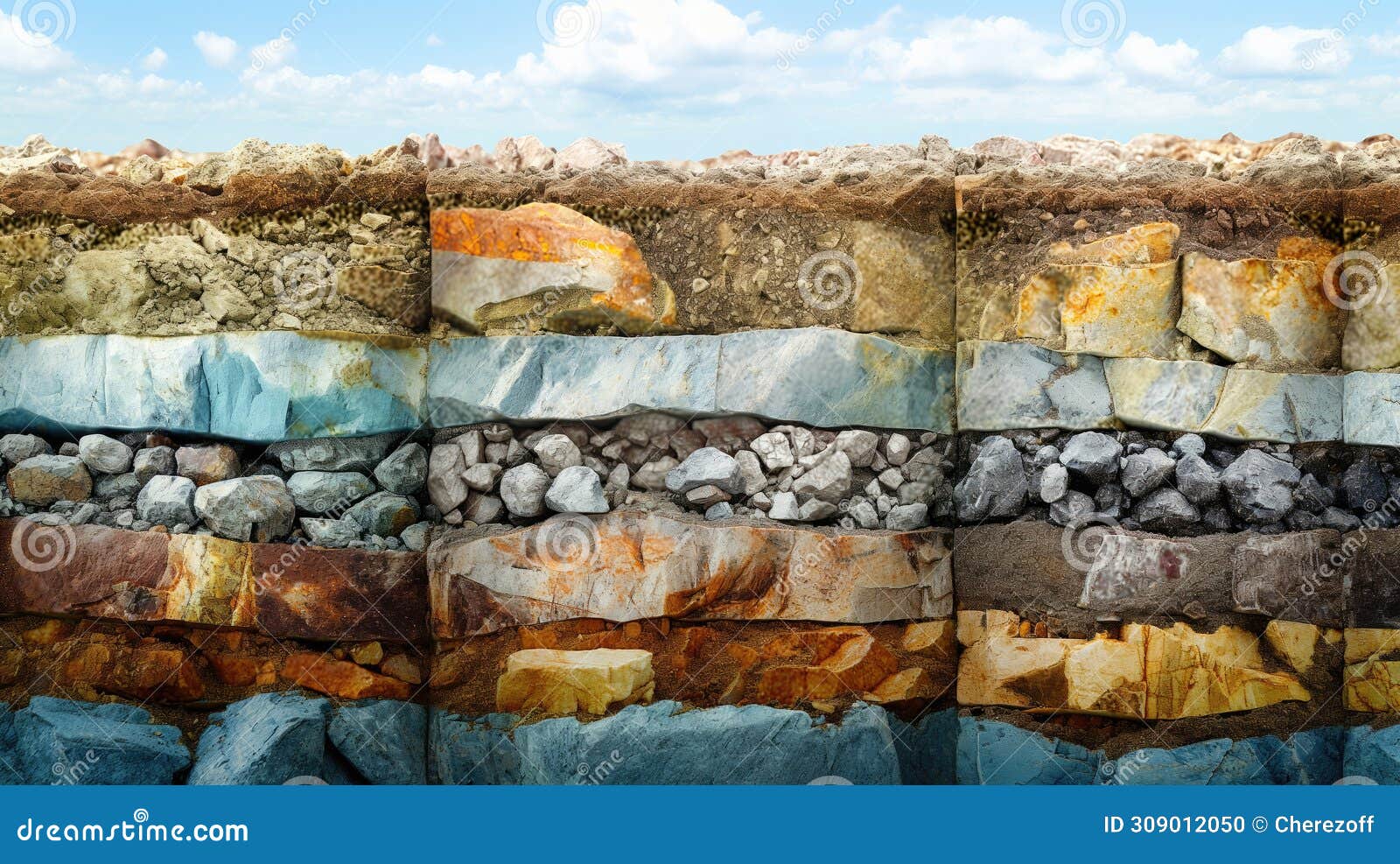 Cross-section of the Earth S Surface with Minerals Stock Photo - Image ...