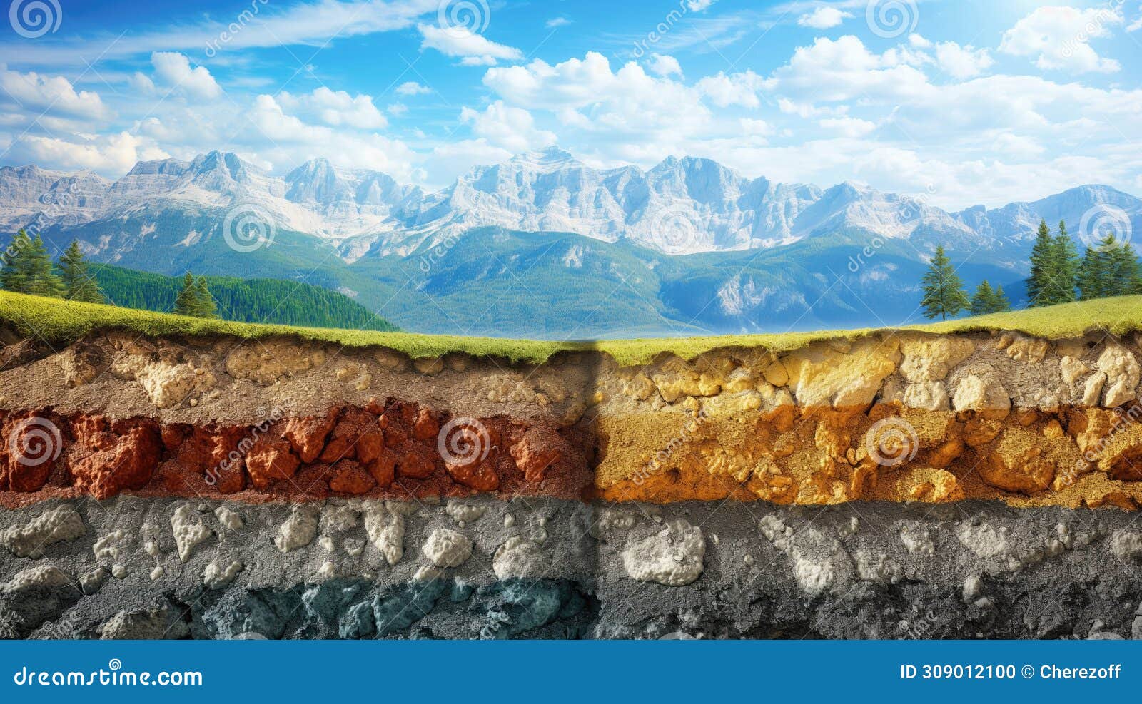 Cross-section of the Earth S Surface with Minerals Stock Photo - Image ...