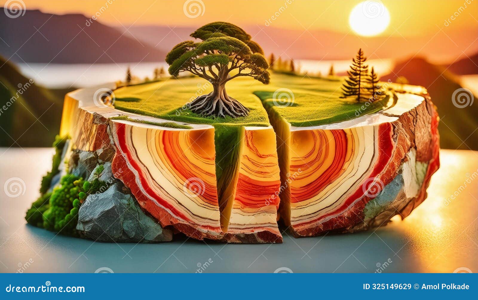 A Cross-section of the Earth Showing Layers and Hidden Ecosystems Stock ...