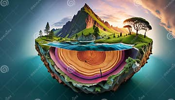 A Cross-section of the Earth Showing Layers and Hidden Ecosystems Stock ...
