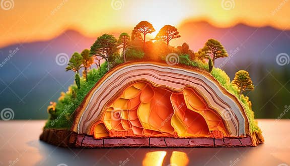 A Cross-section of the Earth Showing Layers and Hidden Ecosystems Stock ...