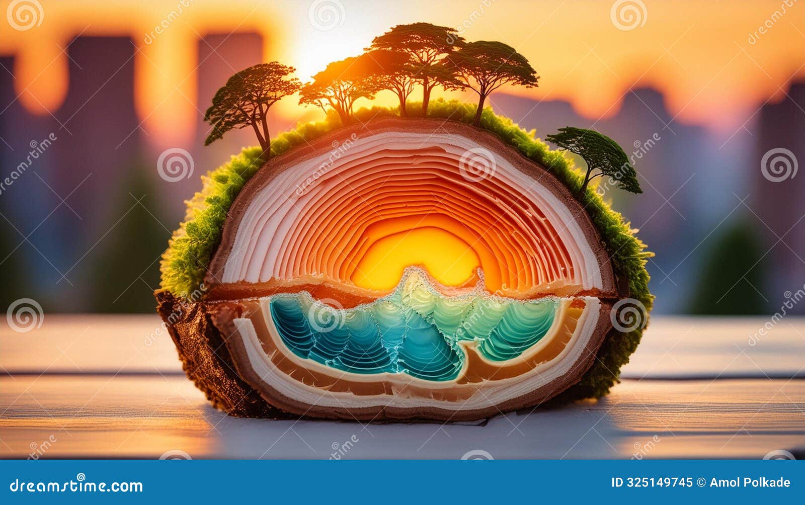 A Cross-section of the Earth Showing Layers and Hidden Ecosystems Stock ...