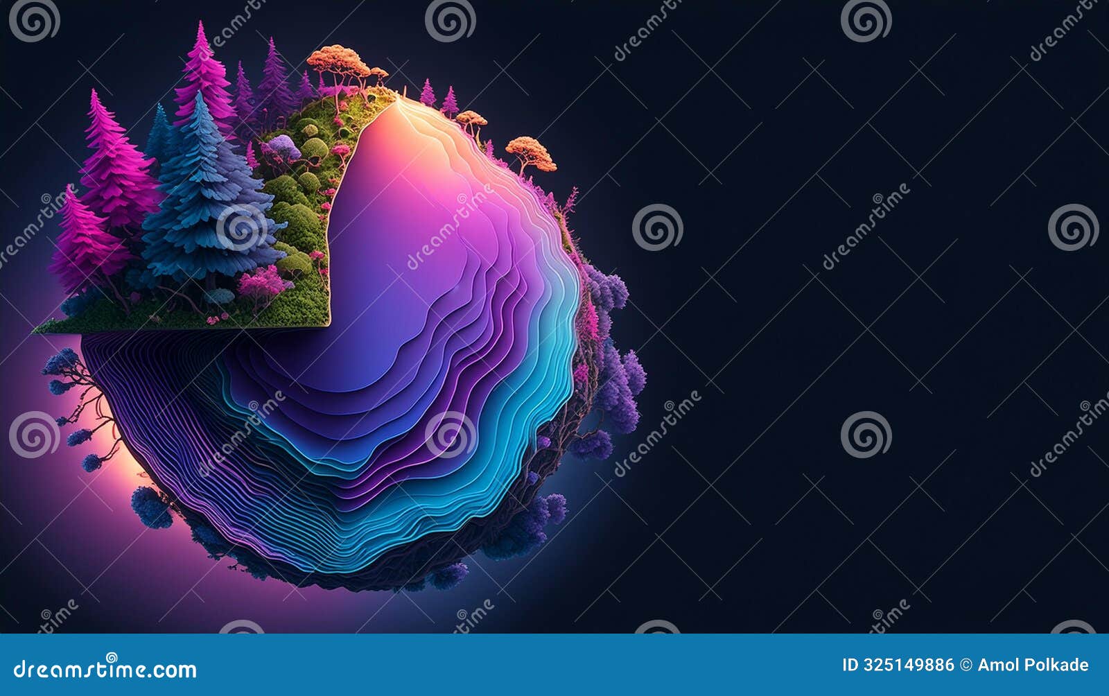 A Cross-section of the Earth Showing Layers and Hidden Ecosystems Stock ...
