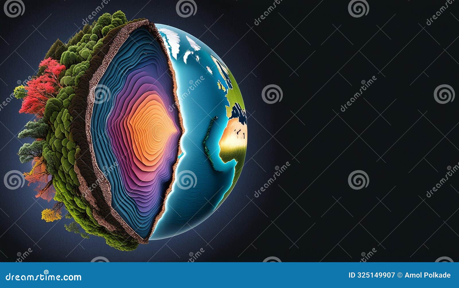 A Cross-section of the Earth Showing Layers and Hidden Ecosystems Stock ...