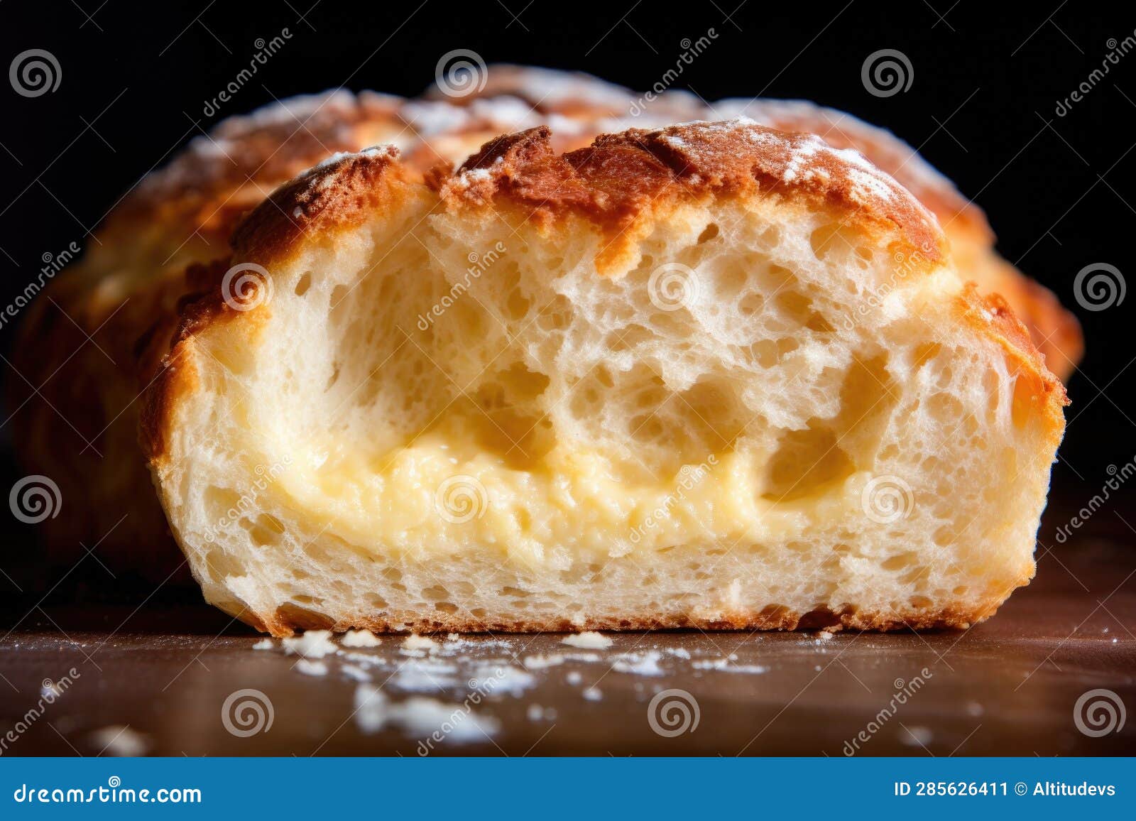 Cross-section of a Fluffy Homemade Bread Roll Stock Image - Image of ...