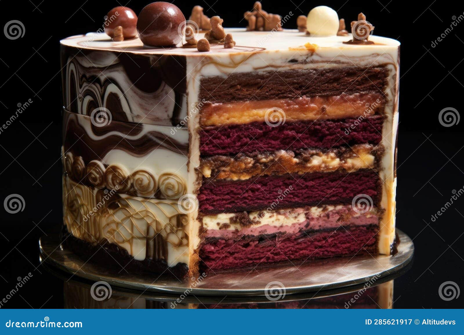 Cross-section of Gateau Showing Intricate Layers Stock Image - Image of ...