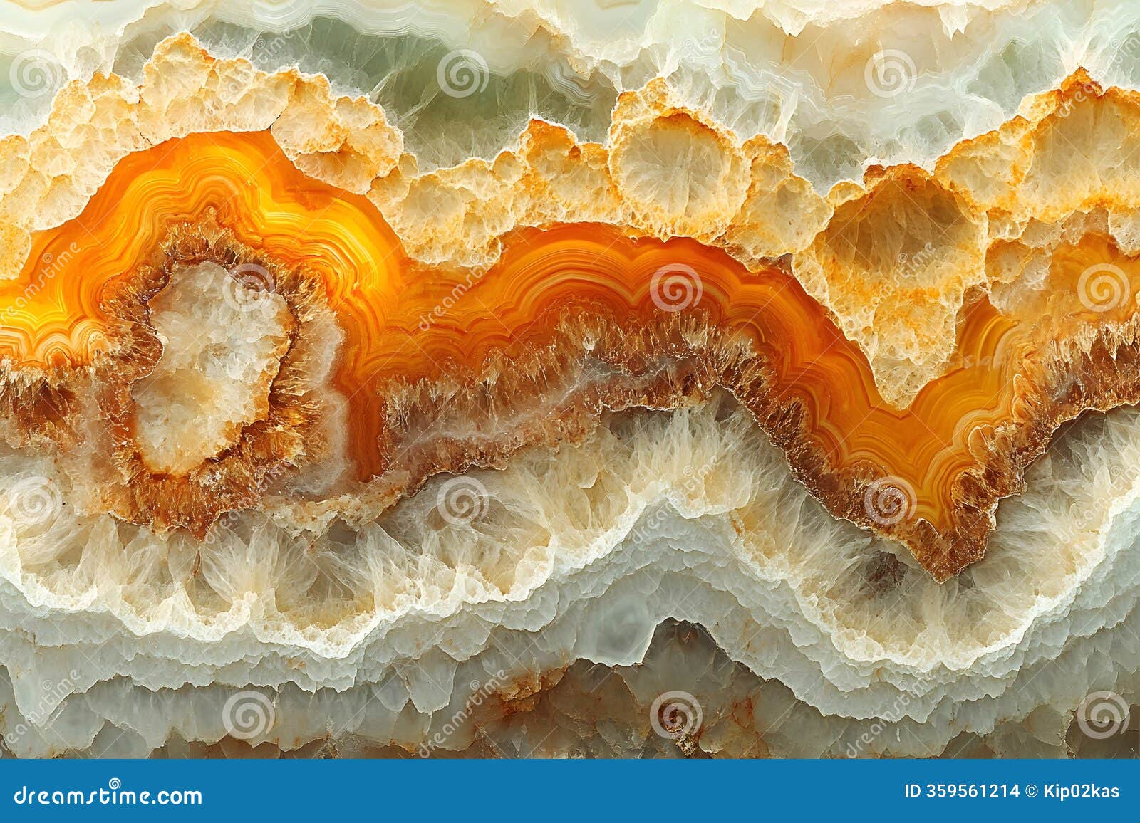 Vibrant Geode Cross-Section with Orange and White Crystal Layers for ...