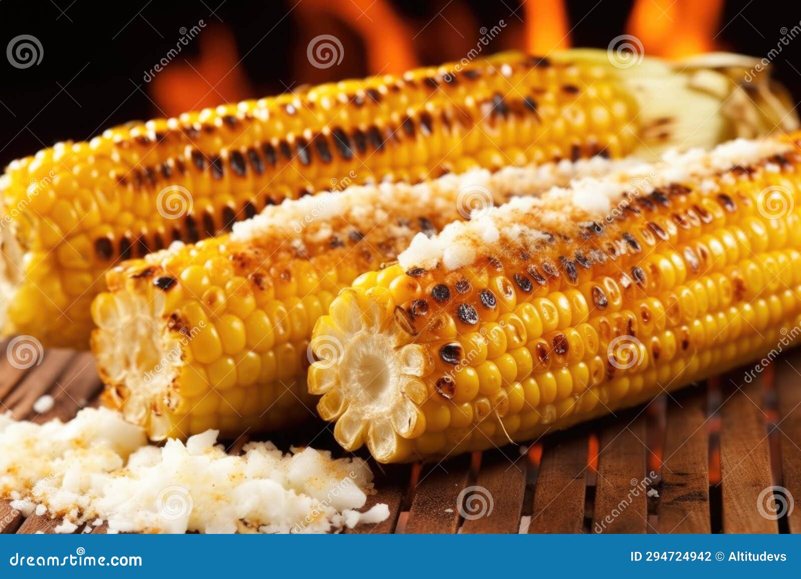 Cross-section of Grilled Corn on the Cob Showing Caramelized Kernels ...