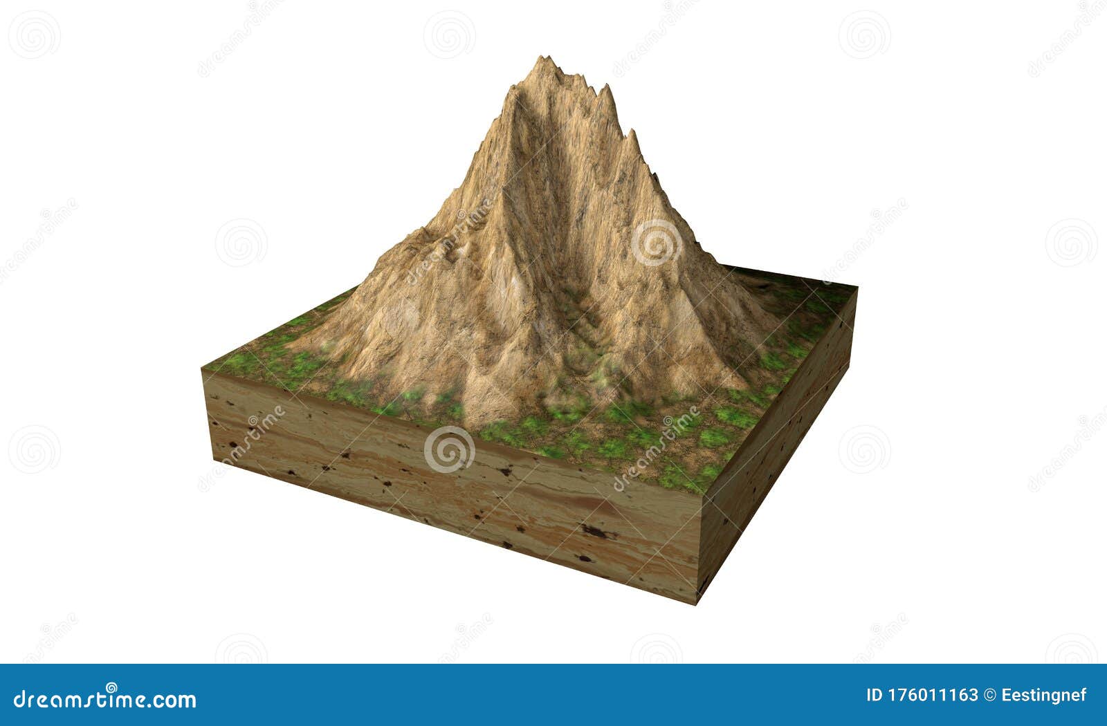 Cross Section of Ground with Mountain. Isolated on White Background ...