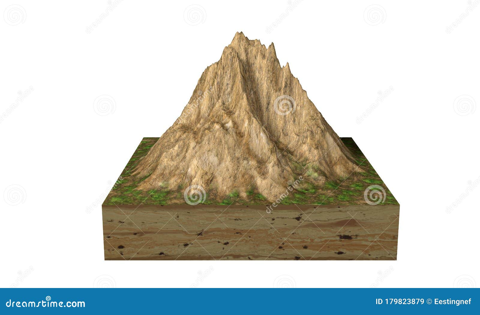 Cross Section of Ground with Mountain. Isolated on White Background ...