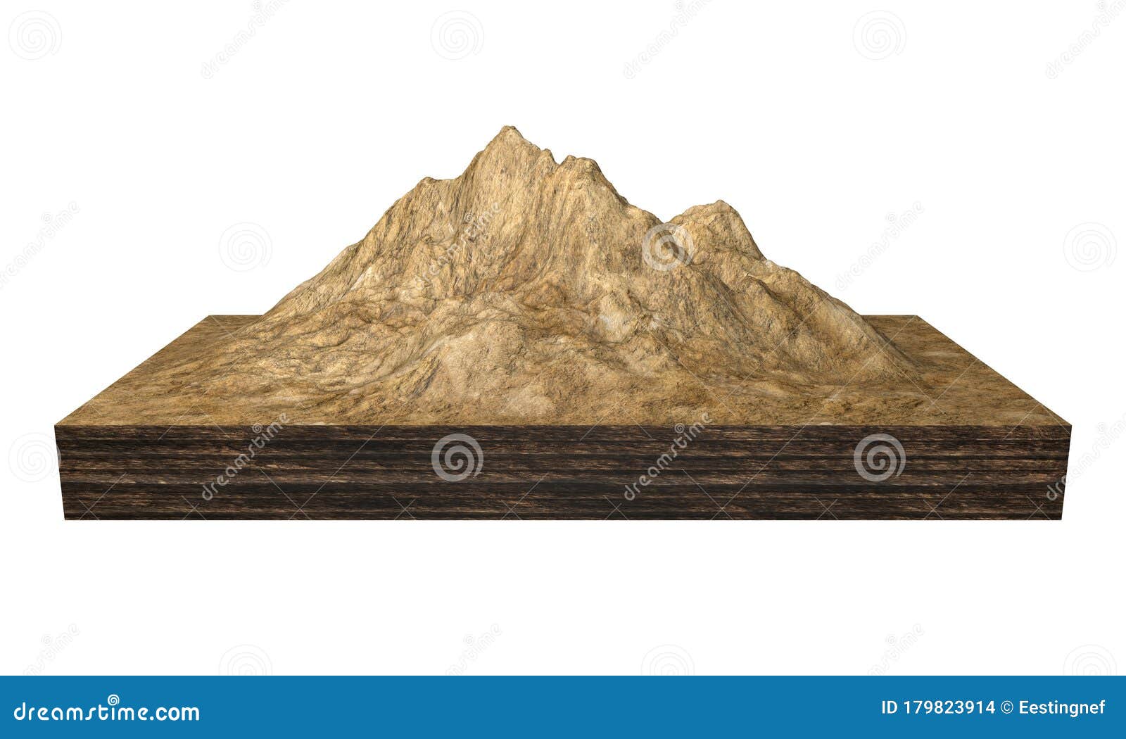 Cross Section of Ground with Mountain. Isolated on White Background ...