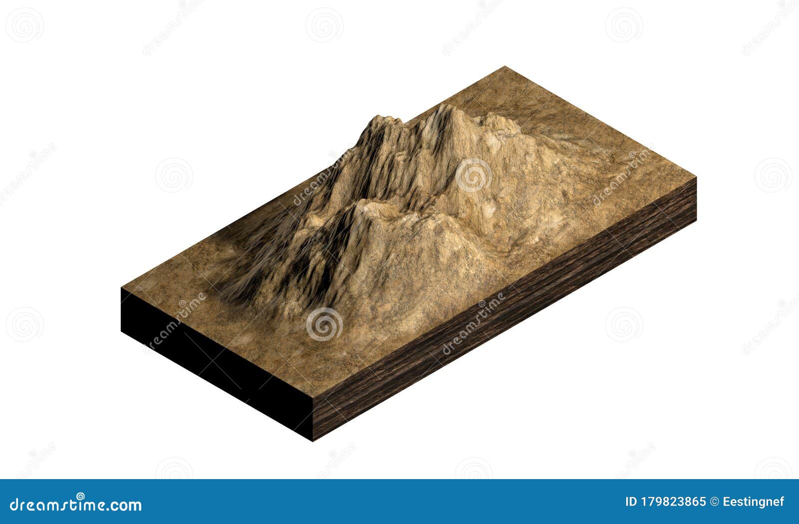 Cross Section of Ground with Mountain. Isolated on White Background ...