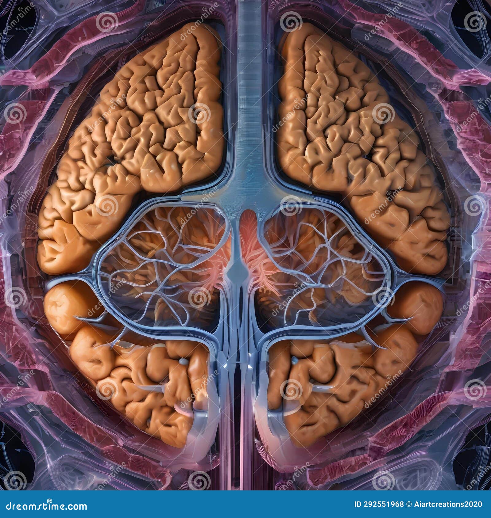 A Cross-section of a Human Brain, Illustrating the Complex Neural ...