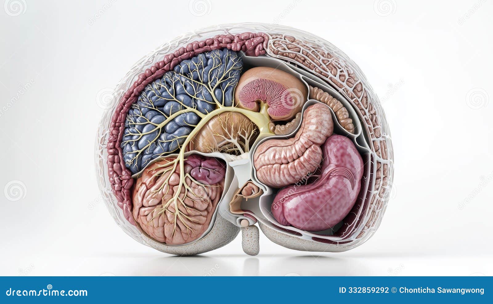 Cross-section of a Human Brain Model, Showing Internal Anatomy and Structure Stock Illustration ...